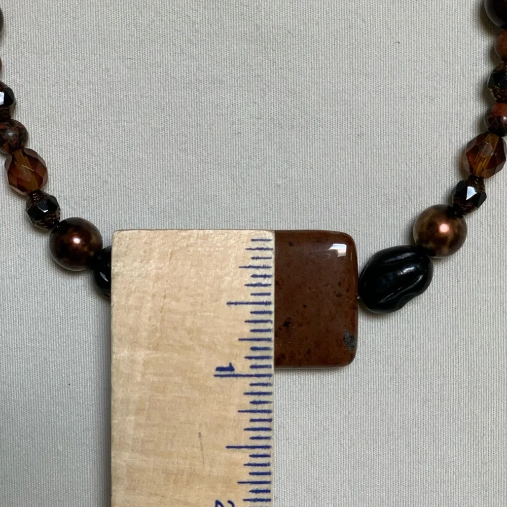 Jewelry | Unique Stone Bead Necklace Brown Marbled Fashion Statement ...